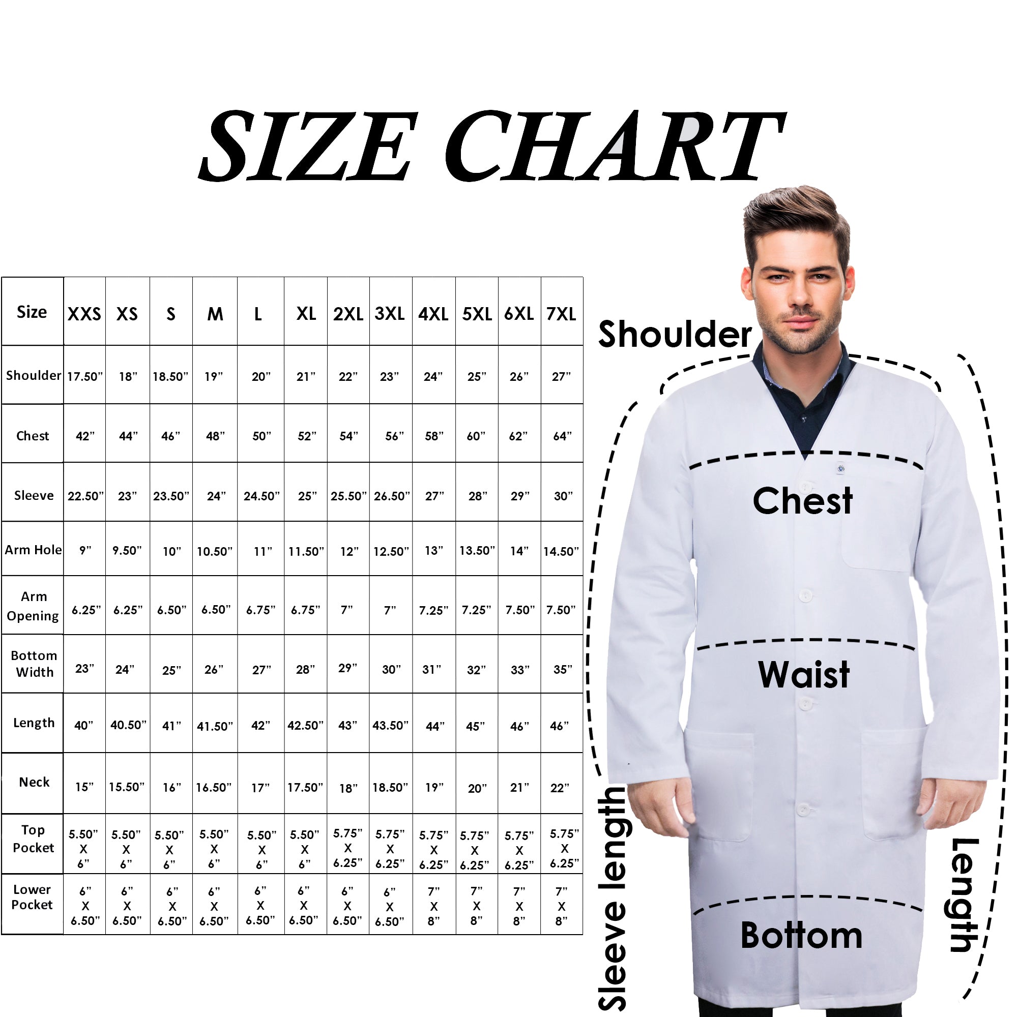 DR Uniforms™ Collarless Higher Cotton Unisex Lab Coat (60% Cotton / 40 ...