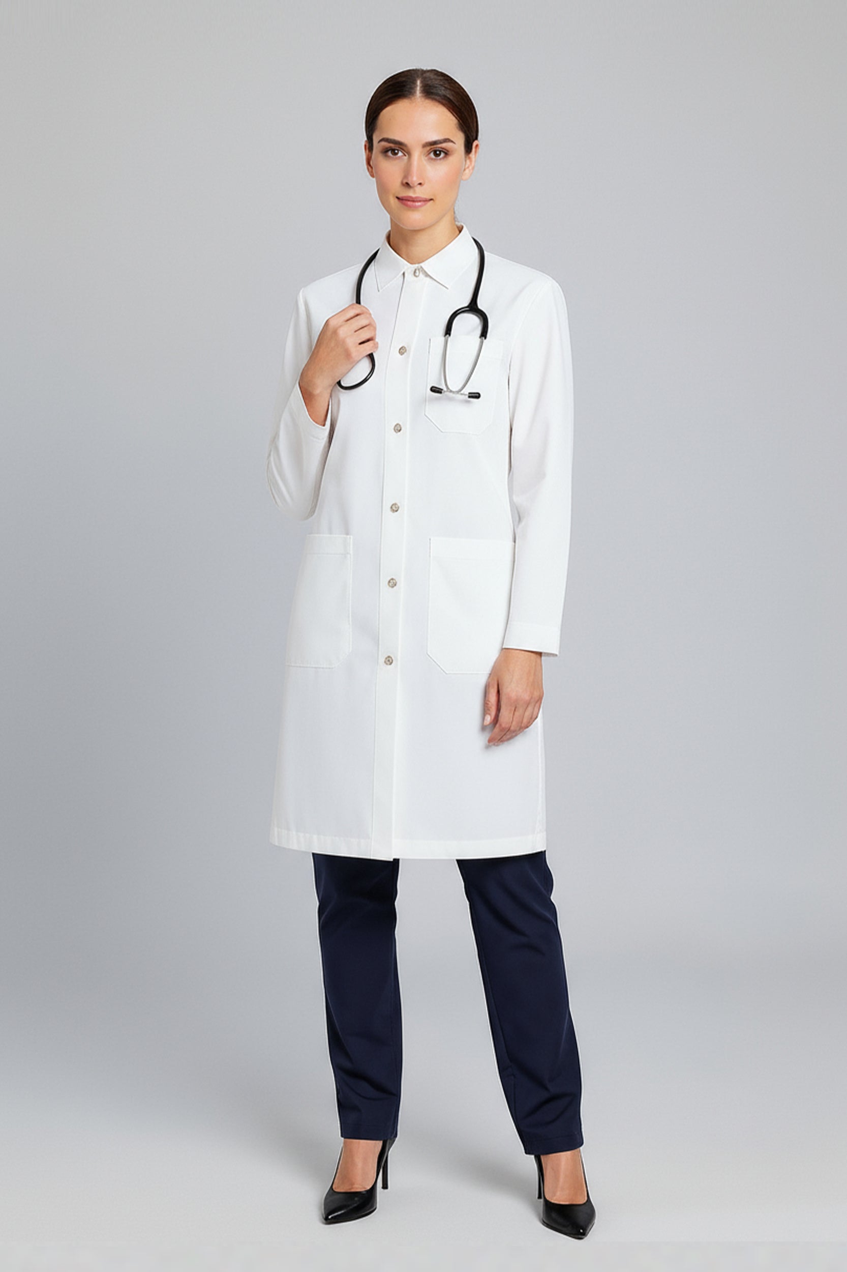 Women's 100% Cotton Lab Coat with Snap Buttons & Pockets – DR Instruments