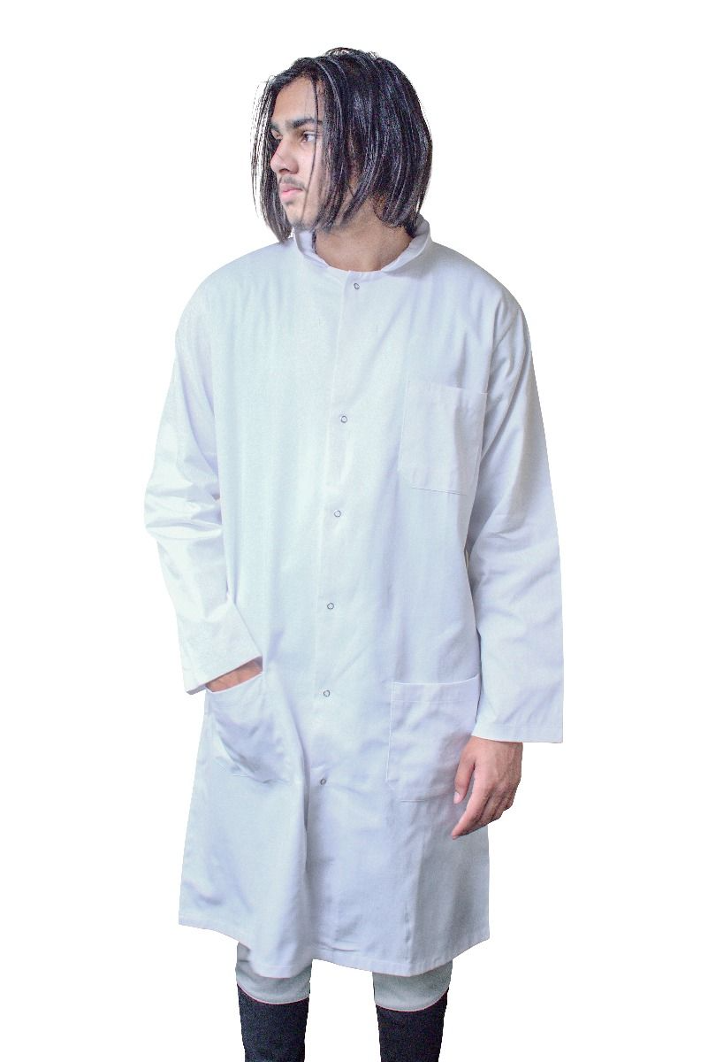 DR Uniforms Snap Closure Knee Length Long Lab Coat White - Laboratory ...