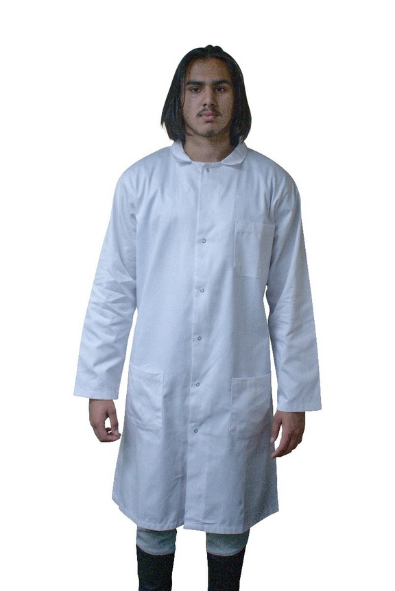 DR Uniforms Snap Closure Knee Length Long Lab Coat White - Laboratory ...