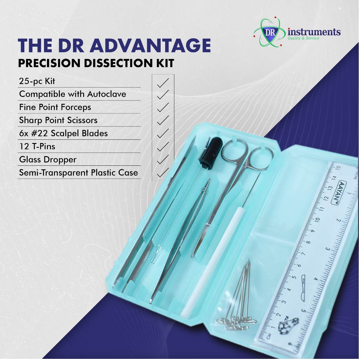 Precision Dissection Kit - 61936PCT - 25-Piece Biology Kit – DR Instruments