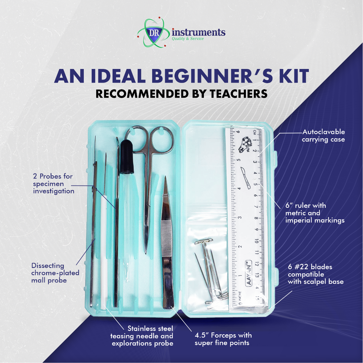 Precision Dissection Kit - 61936PCT - 25-Piece Biology Kit – DR Instruments
