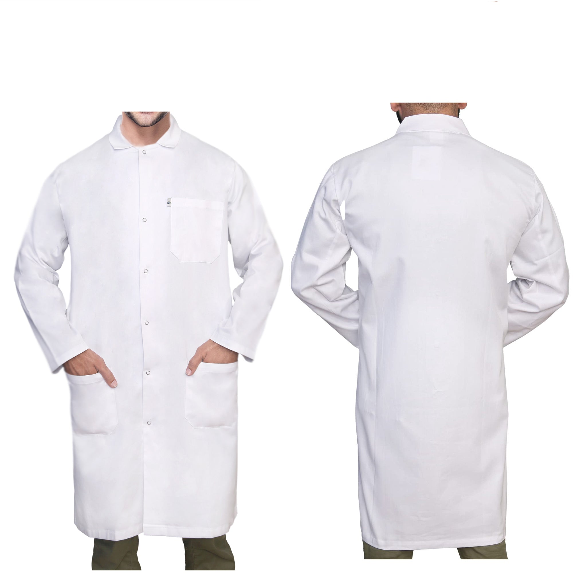 DR Uniforms Snap Closure Knee Length Long Lab Coat White - Laboratory ...