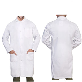 DR Uniforms Snap Closure Knee Length Long Lab Coat White - Laboratory ...