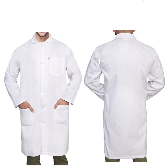 DR Uniforms Snap Closure Knee Length Long Lab Coat White - Laboratory ...